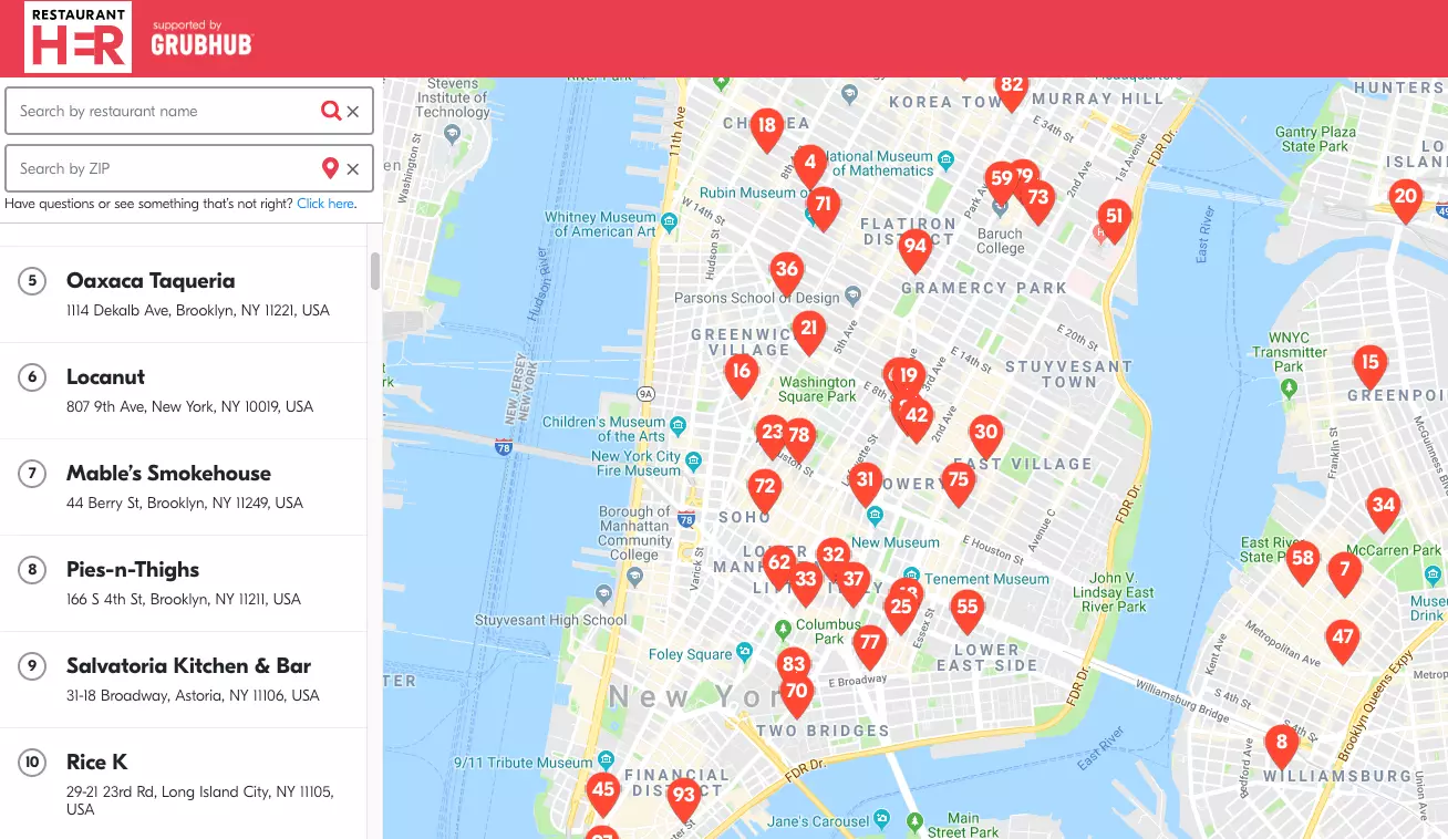 Grubhub 繪製了紐約市所有由女性經營的餐廳的地圖 10512_1