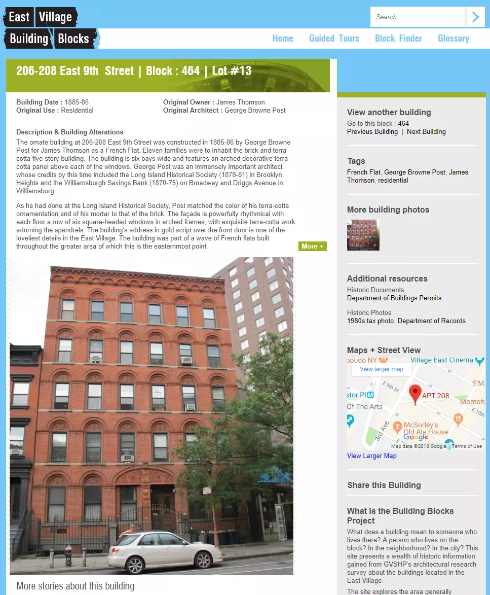 East Village Building Blocks, GVHPS, Greenwich Village Historic Preservation Society, East Village, vēsture