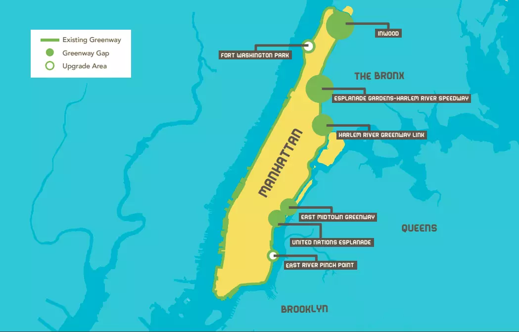 城市將花費 2.5 億美元以上連接和綠化 32 英里的曼哈頓海濱 12005_2