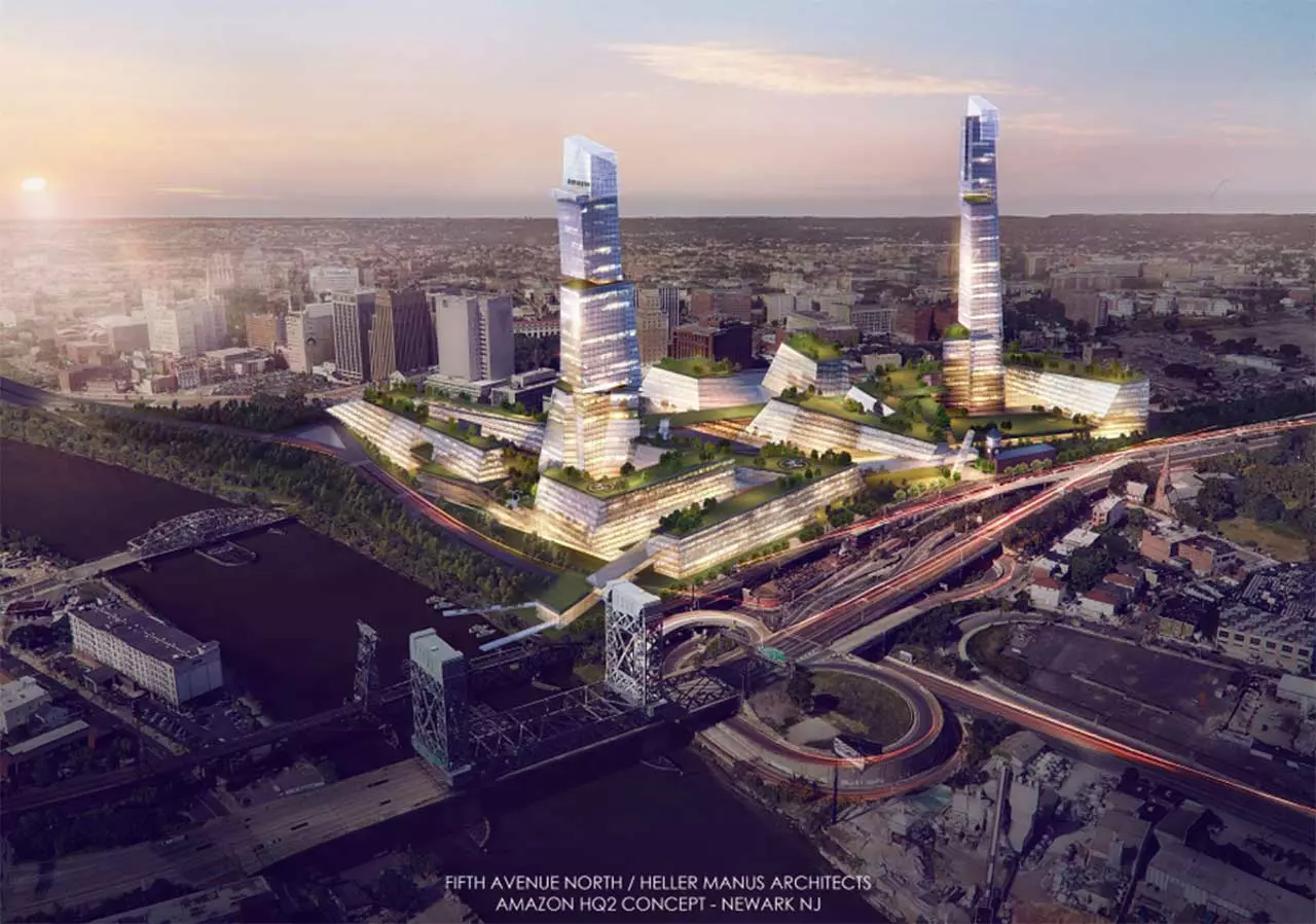 Amazoni peakorteri pakkumisena kavandatud Newarki kompleks hõlmaks linna kõrgeimaid torne 12423_1
