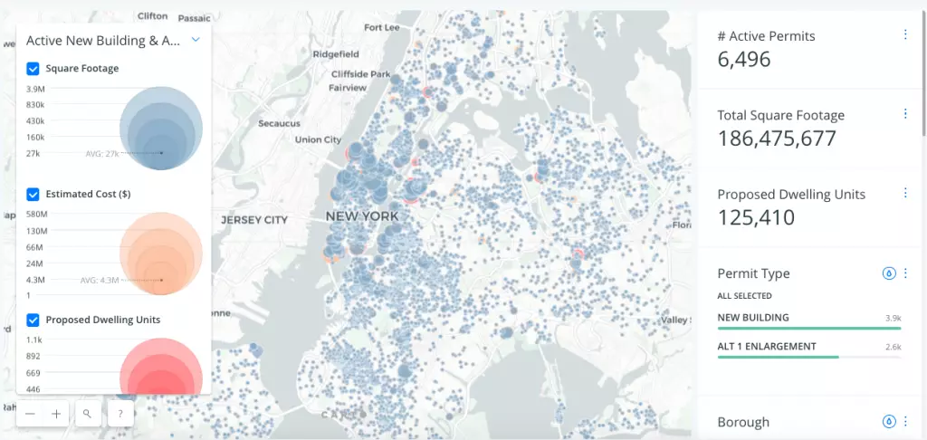 नवीन टूल रिअल टाइममध्ये NYC मधील प्रत्येक सक्रिय बांधकाम प्रकल्पाचे नकाशे बनवते