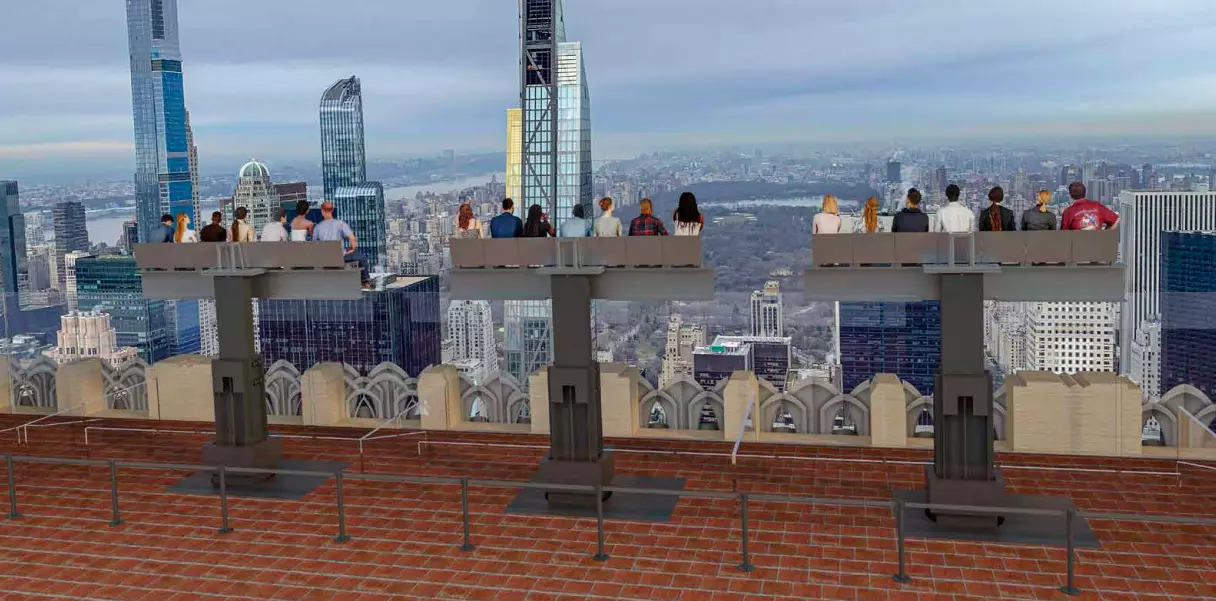 30 Rock új „skylift” megfigyelőplatformja és a Landmarks által jóváhagyott tetőtéri utazás 1290_3