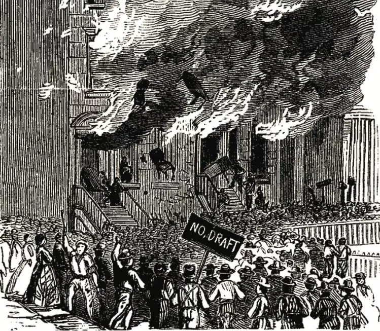 Etching nke 1863 Draft Riots