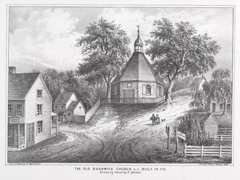 Die Ou Bushwick_Church_L.I._Gebou in 1711