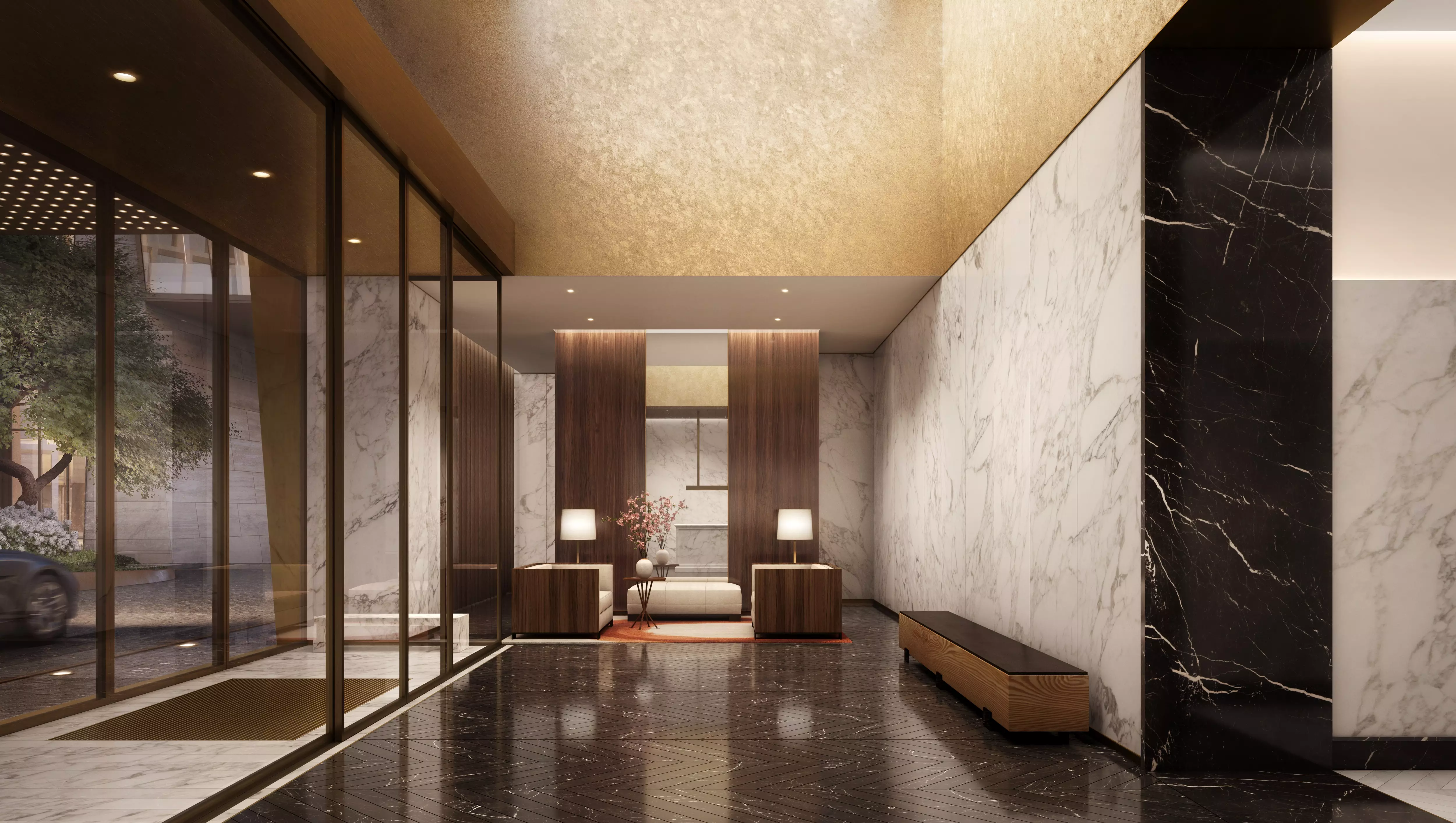 Inihayag ang mga bagong marble-clad interior rendering para sa High Line-facing XI ni Bjarke Ingels 13388_4