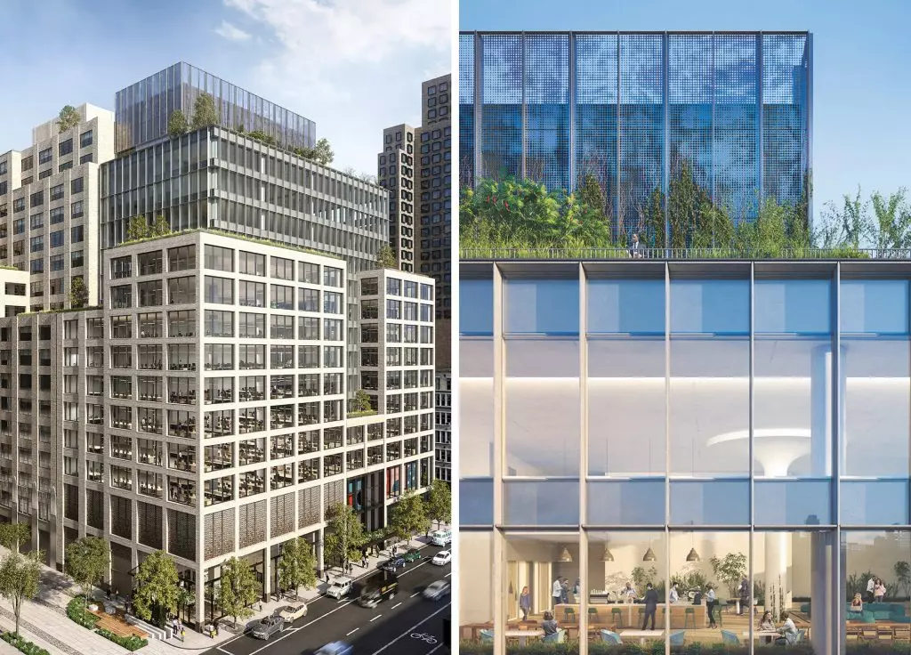 16-våningars hållbart kontorstorn 555 Greenwich bryter mark på Hudson Square