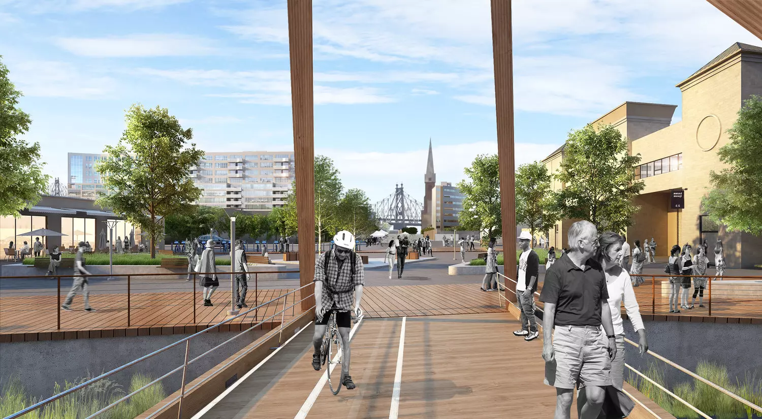 این پیشنهاد خواستار ایجاد یک پل عابر پیاده شناور برای اتصال گرین پوینت و شهر لانگ آیلند است 13678_3