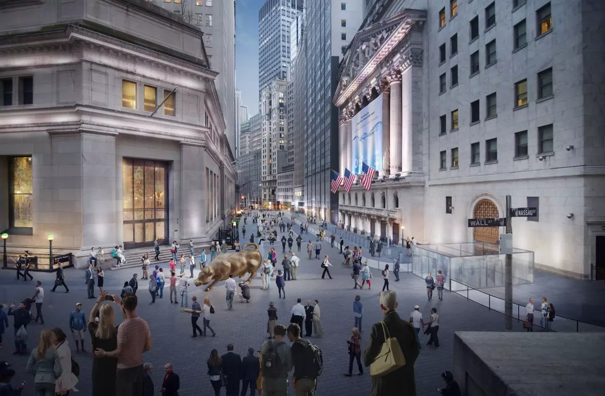 Der Vorschlag für die Überholung des NYSE-Distrikts sieht kantenfreie Straßen, Grünanlagen und verbesserte Beleuchtung vor 13726_1