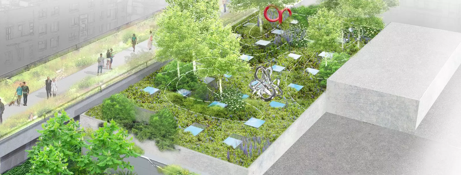 Погледнете ја градината со скулптури на покривот што ќе расте до станот „Хај Лајн“ на Заха Хадид 13885_2