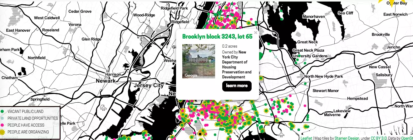 Living Lots NYC, Mapa, mga tanaman sa komunidad