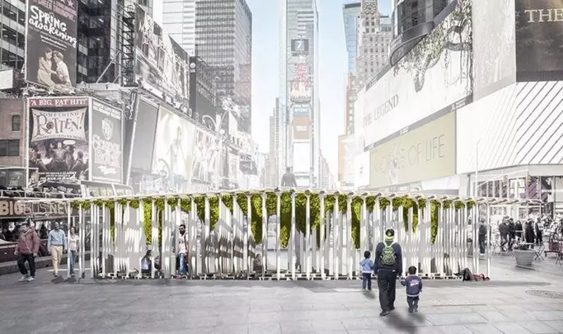Un pabellón ecológico hecho de andamios y musgo podría florecer en Times Square 14192_1