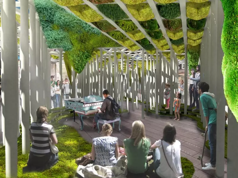 Un pabellón ecológico hecho de andamios y musgo podría florecer en Times Square 14192_2