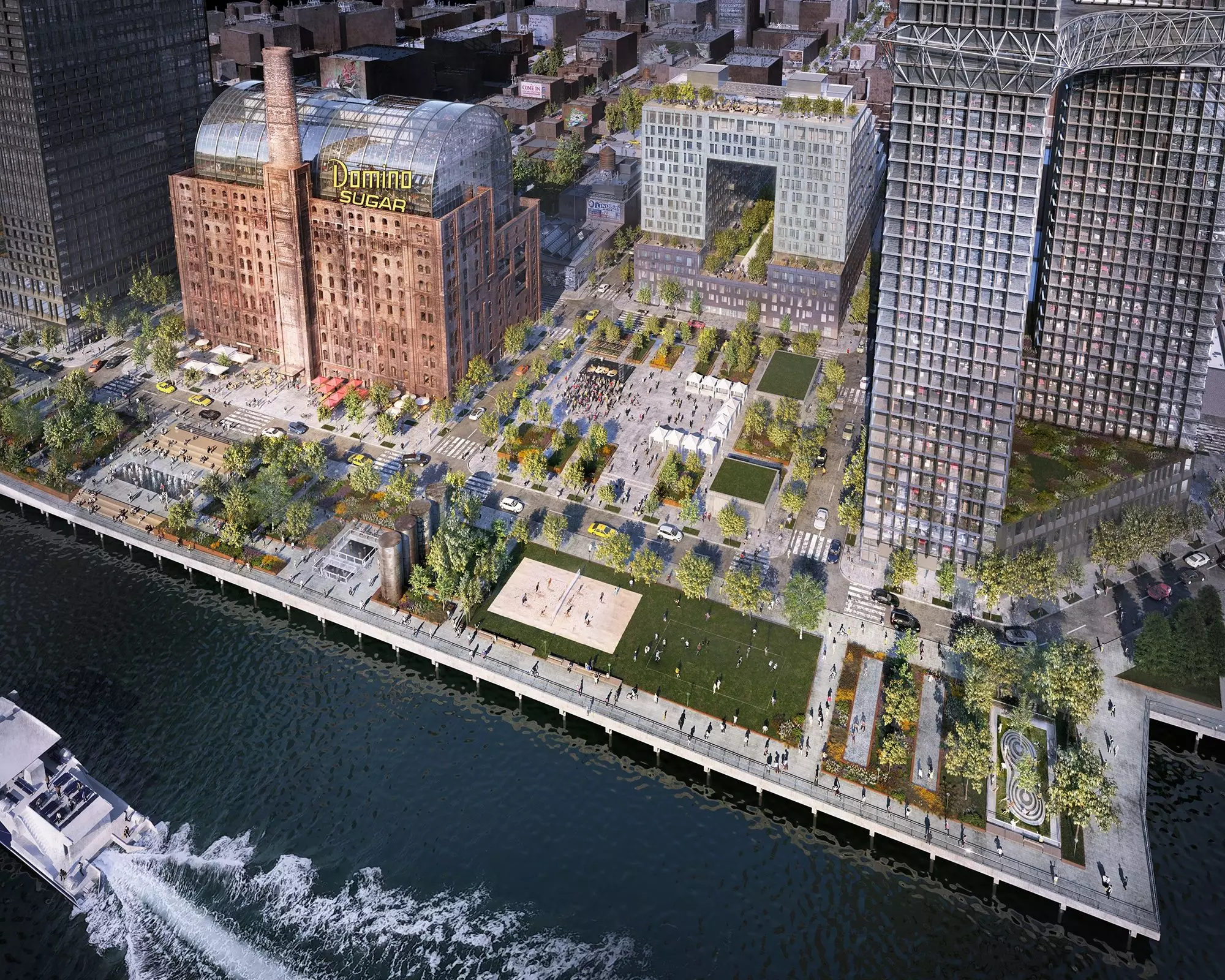 OPENBAAR: Nuwe weergawes van Domino Sugar Factory se waterfrontpark en esplanade 14198_1