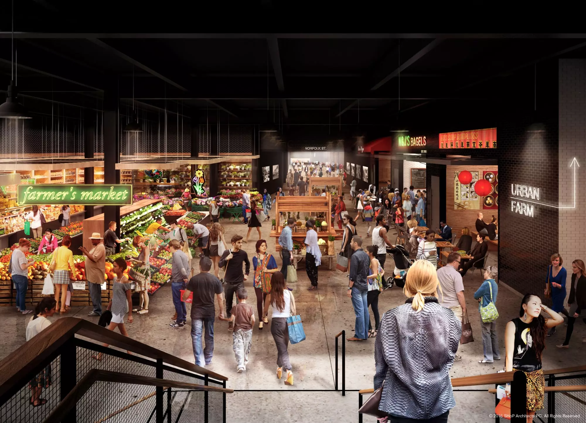 NYC-nin ən böyük yemək salonu olan Essex Crossing's Market Line üçün yeni detallar və təsvirlər 14958_5
