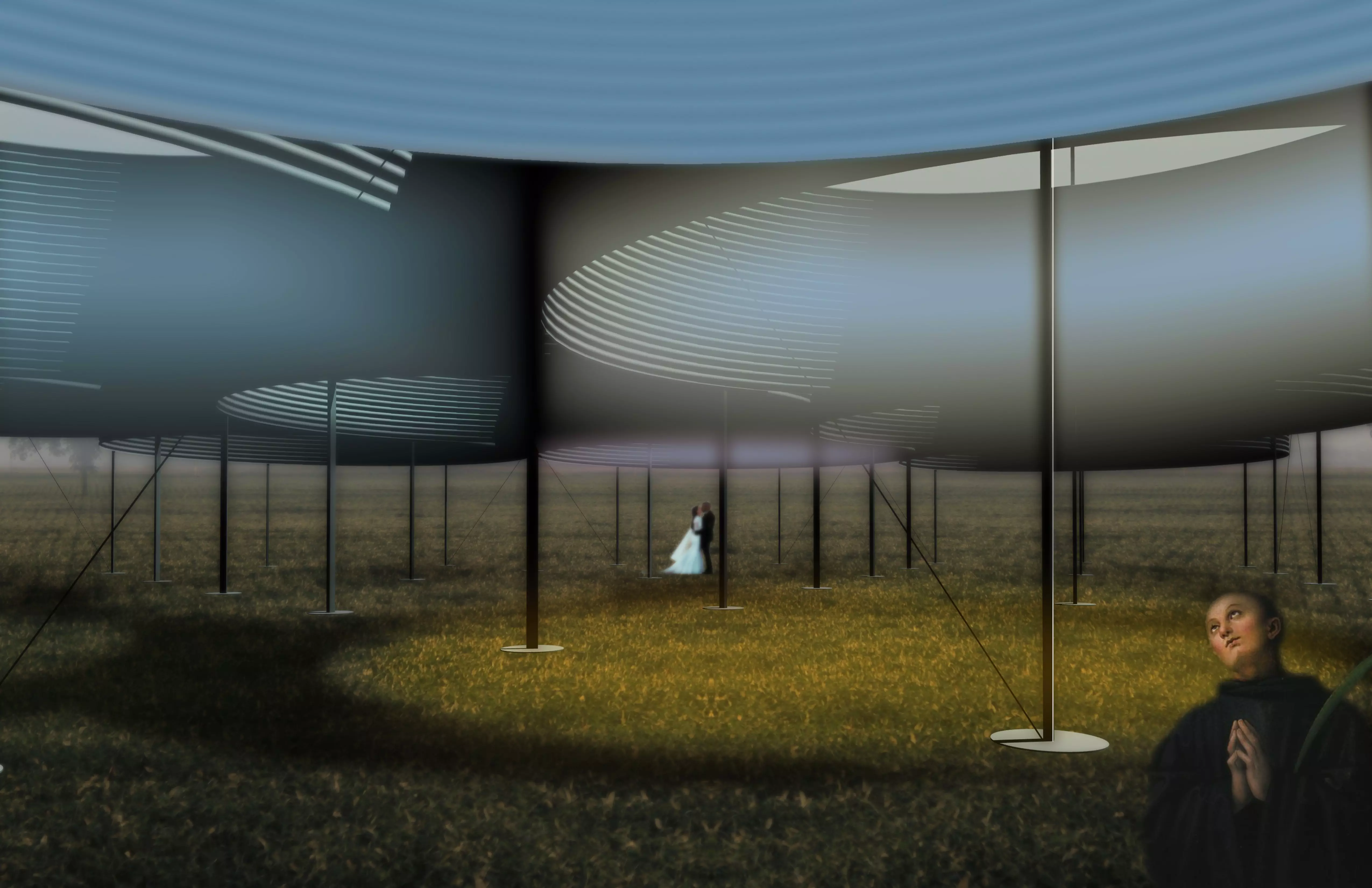 En pavillon lavet af metalkornspande vil debutere denne sommer på Governors Island 14998_1