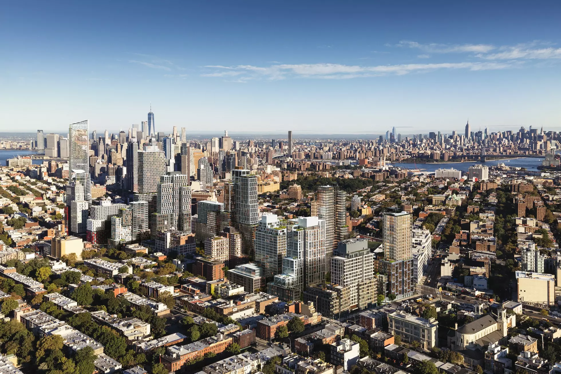 نئی رینڈرنگ سے پتہ چلتا ہے کہ پیسیفک پارک کس طرح بروکلین کی اسکائی لائن کو تبدیل کر رہا ہے۔ راستے میں سب سے اونچا ٹاور 15236_1