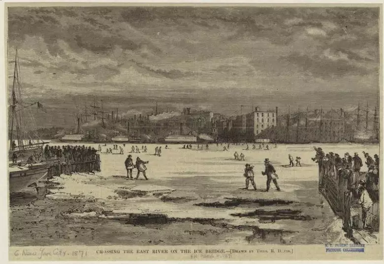 19. yüzyılda New York'ta kışlar çok soğuktu, Doğu Nehri dondu 15444_1