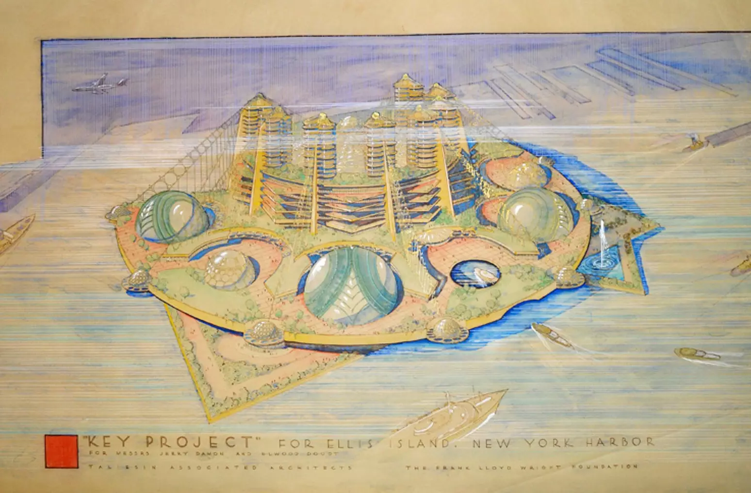 Frank Lloyd Wright tinha um plano para construir uma 'cidade do futuro' em Ellis Island 15947_1