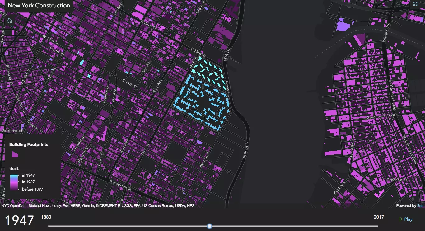 Peta Konstruksi NYC, Peta, Konstruksi, esri