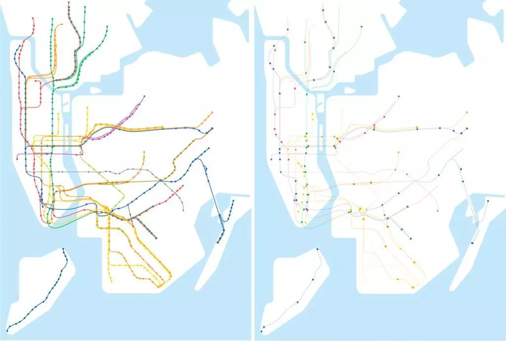 Mapak erakusten du NYCko metro geltokien 1/4 baino gutxiago irisgarri direla