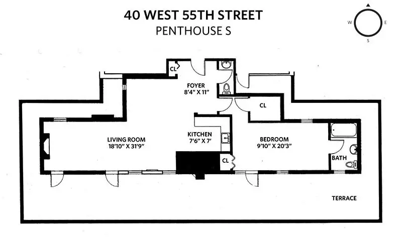 Penthouse sebelum perang dengan menara air di atas teresnya meminta $2.5 juta di Midtown West 17146_8