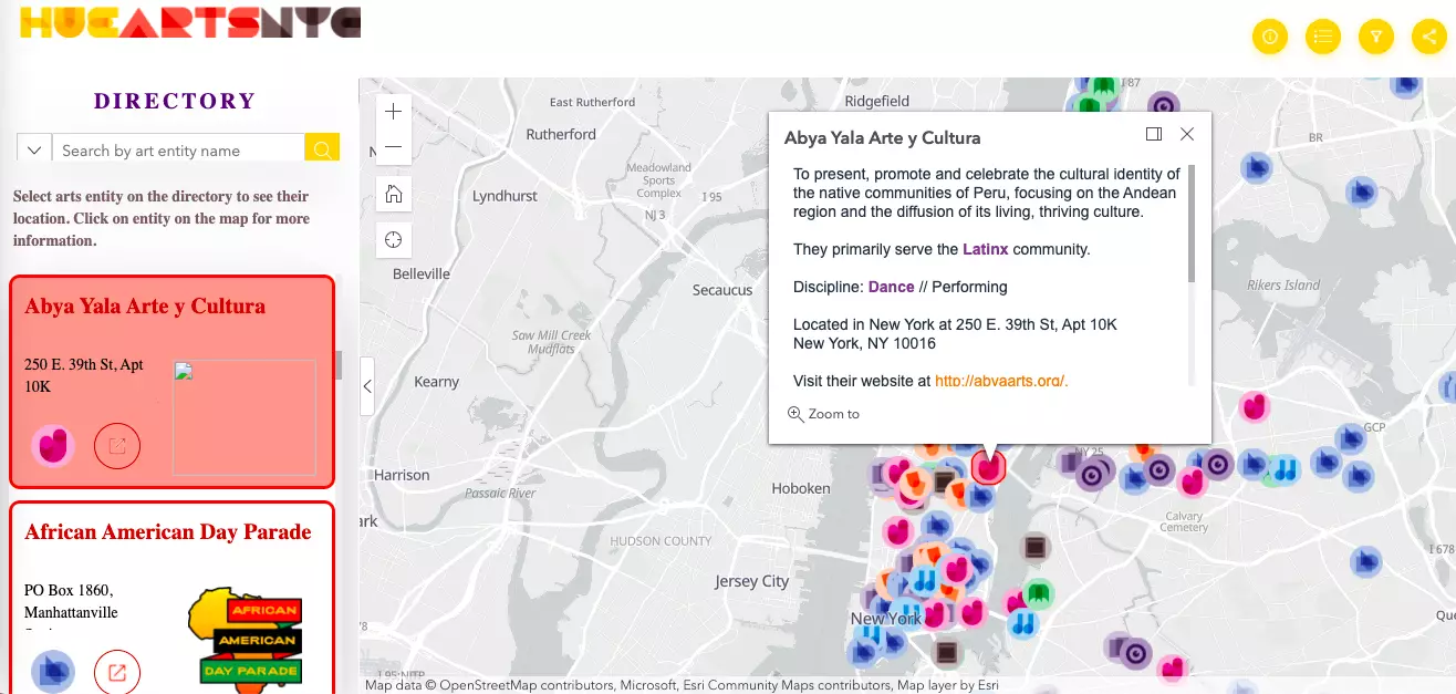 Az új interaktív térkép több mint 400 művészeti szervezetet emel ki, amelyeket színes bőrűek vezetnek New Yorkban 1718_2