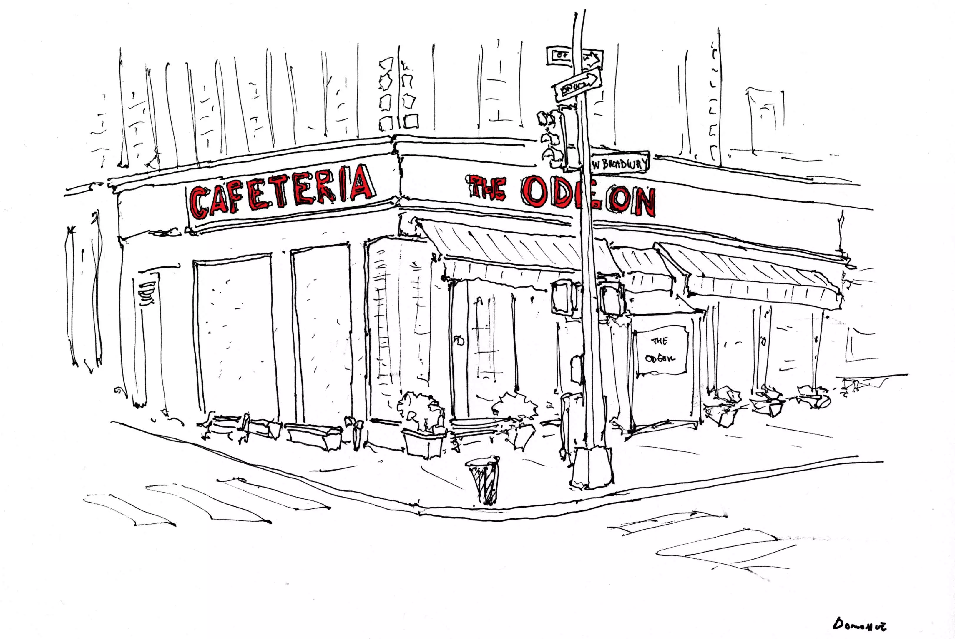 The Odeon NYC ، جميع المطاعم في نيويورك ، رسومات مطعم John Donohue ، مدينة نيويورك