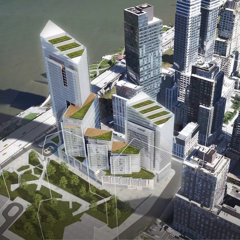 Waterline Square, Richard Meier, KPF, Rafael Viñoly, Upper West Side, Champalimaud dizainas, nauji pokyčiai, pagrindiniai pokyčiai, Yabu Pushelberg, Groves & Co, Rockwell Group.