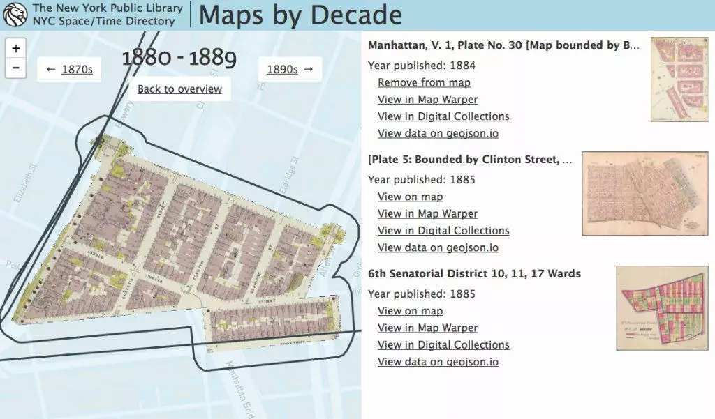 NYPL-дің «сандық уақыт саяхаты» карталары бүгінгі Нью-Йорк қаласын өткенмен салыстыруға мүмкіндік береді