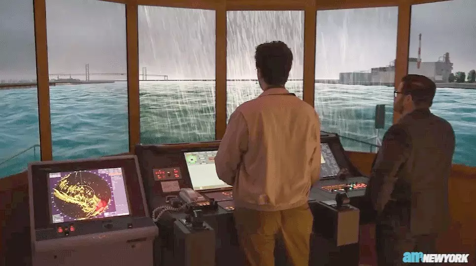 Пред да удри во пристаништето, капетаните на ферибот во Њујорк тренираат со симулатор за брод 18369_1