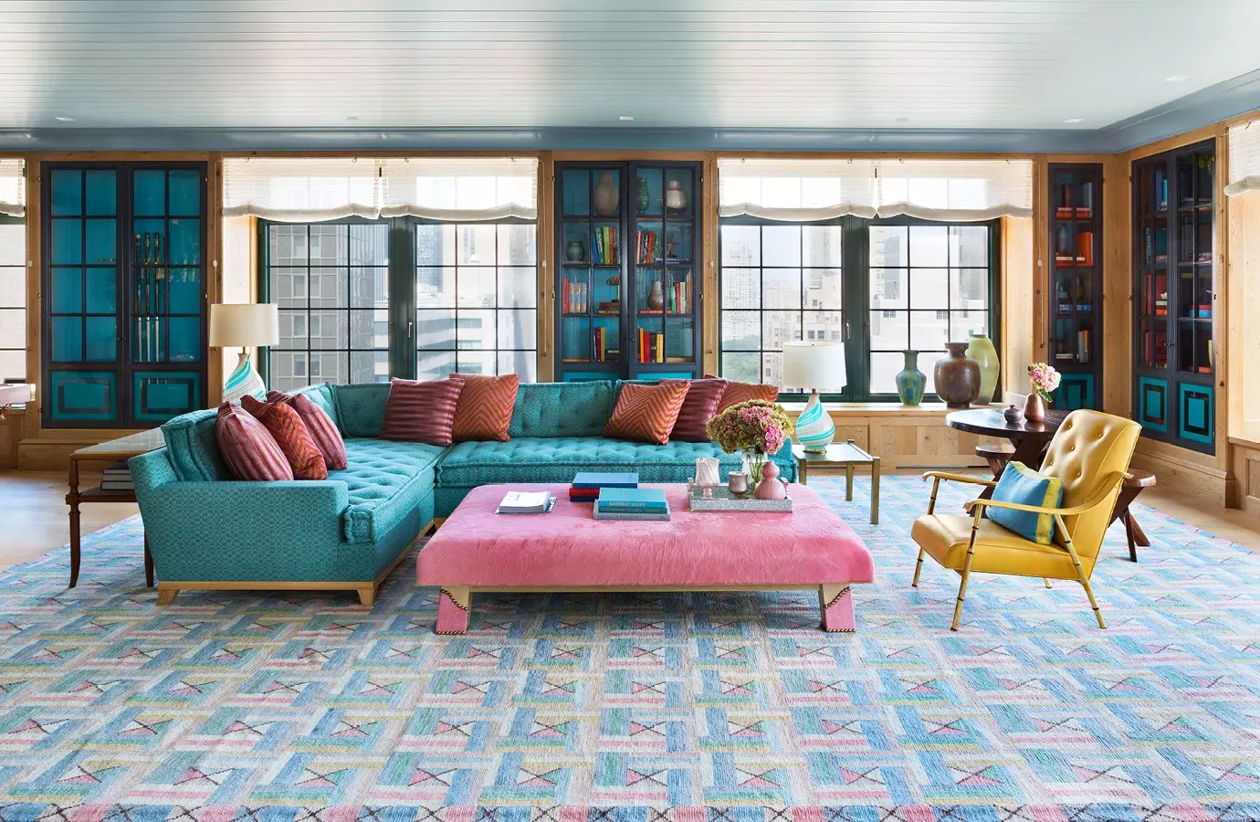Steven Gambrel apartmanek Park Avenue veguherand qada lîstikê ya sofîstîke ya rengên pastel 19393_1