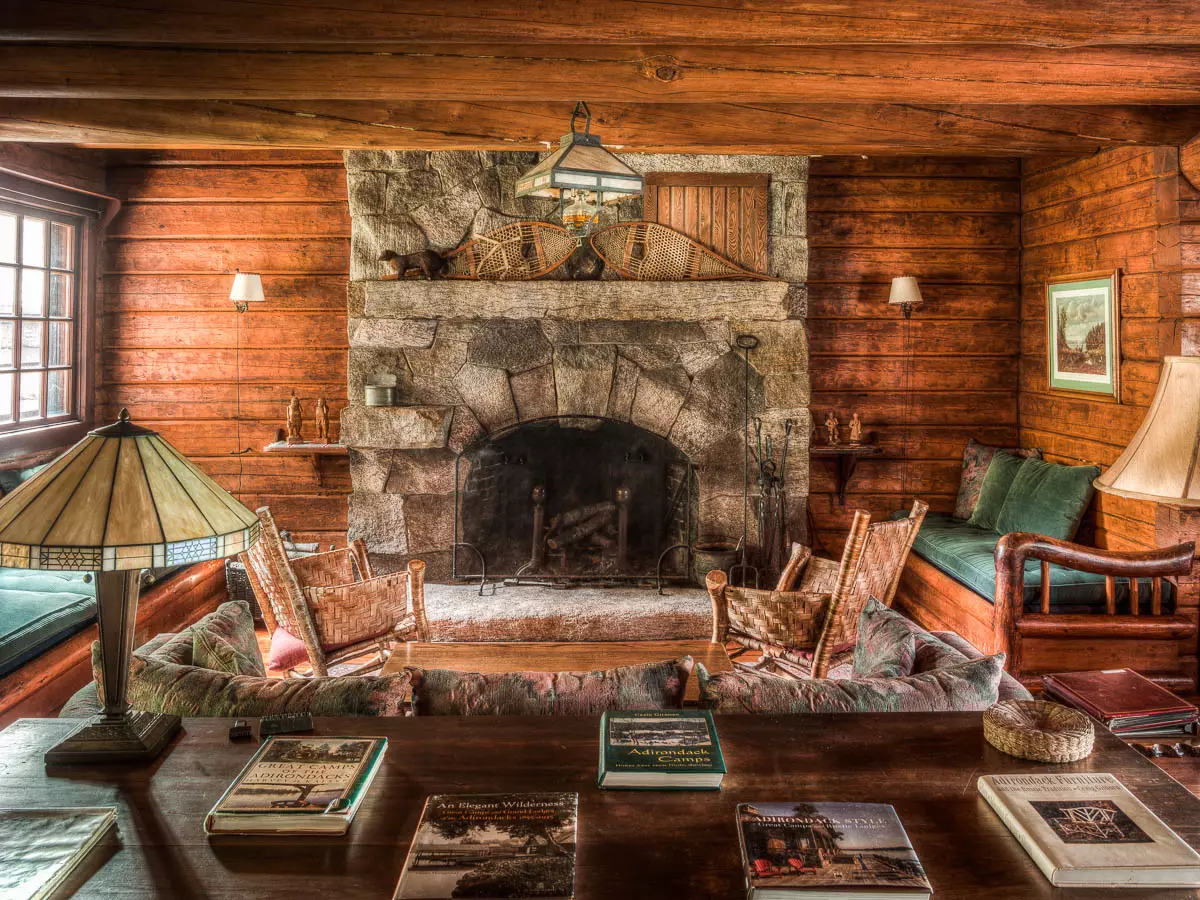 Camp Uncas, historické domy Adirondacks, prázdninový dům JP Morgan