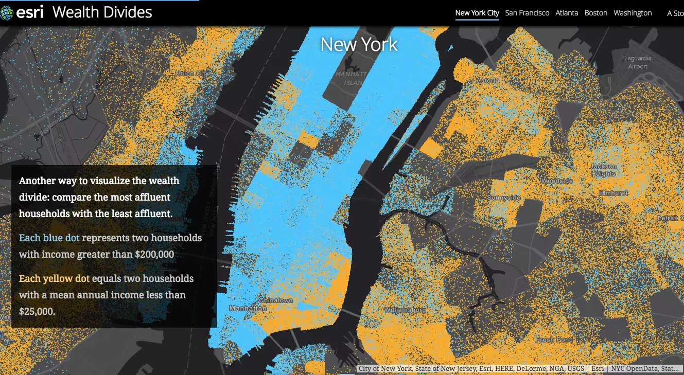 대화형 지도는 NYC의 가장 부유한 사람과 가장 가난한 사람을 나누는 소득 격차를 보여줍니다. 20633_1