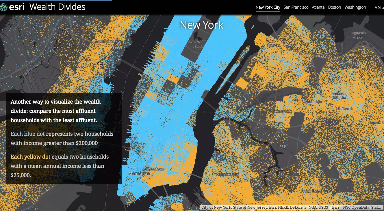 El mapa interactiu revela la bretxa d'ingressos que divideix els més rics i els més pobres de Nova York 20633_1