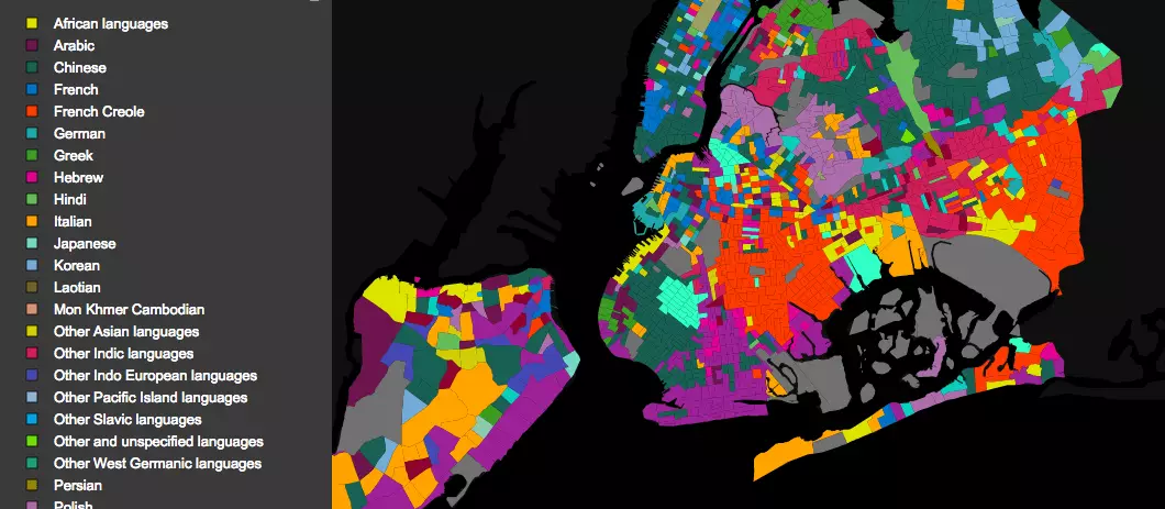 KARTTA: Mitä kieliä newyorkilaiset puhuvat kotonaan, naapurustöiden mukaan 21235_1