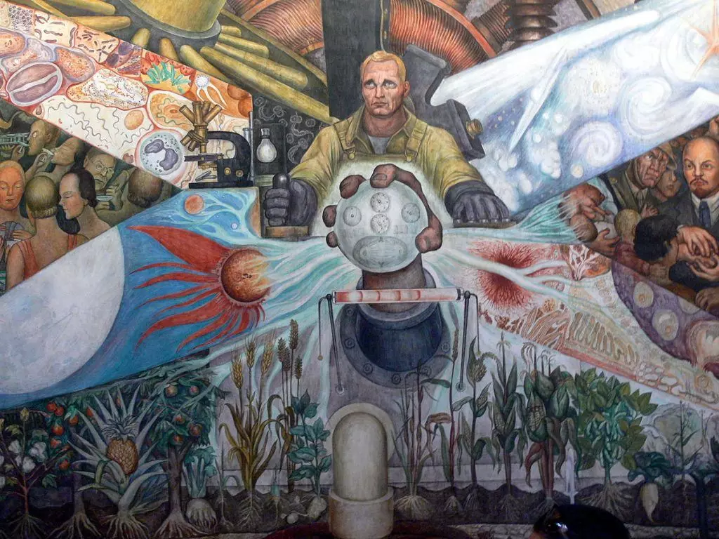 Diego Rivera, detalle do centro (Man. Controlador do Universo) 1934