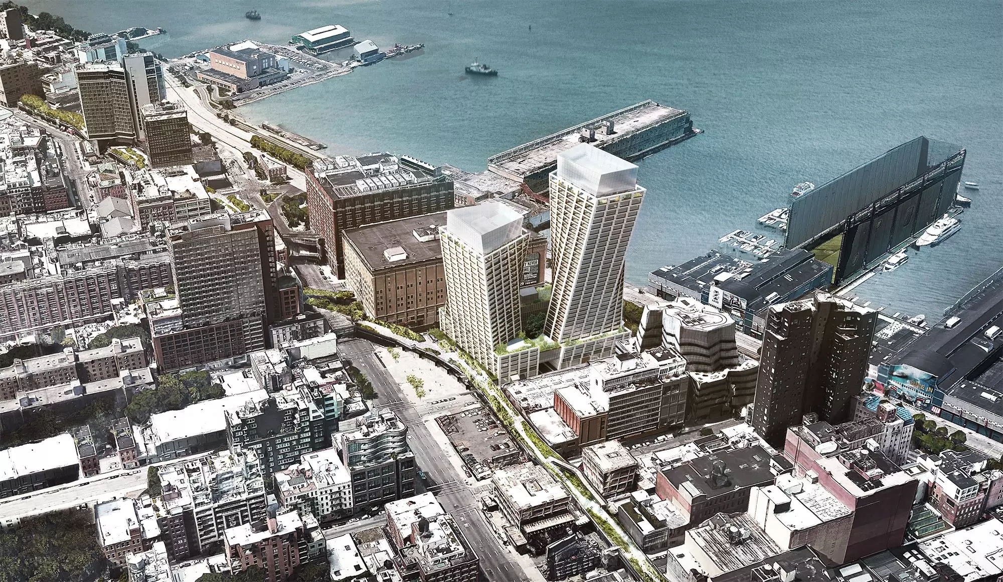 ለBjarke Ingels' High Line Towers አዲስ አተረጓጎም እና የሆቴል ዝርዝሮች፣ አሁን 