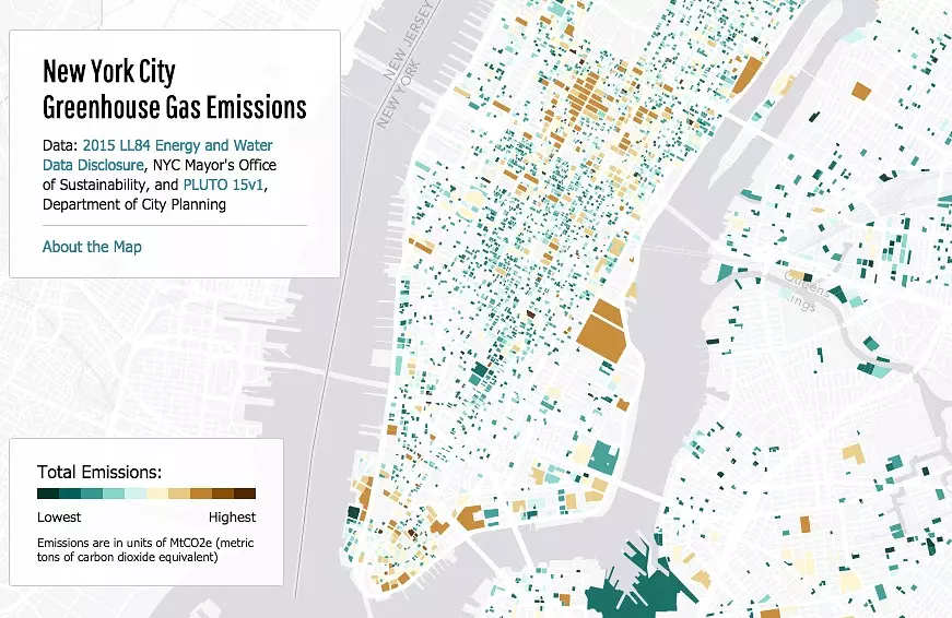 Émissions de gaz à effet de serre de NYC, cartes de NYC, Jill Hubley