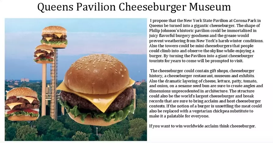 NY State Pavilion-Tävling-Cheeseburger Musuem