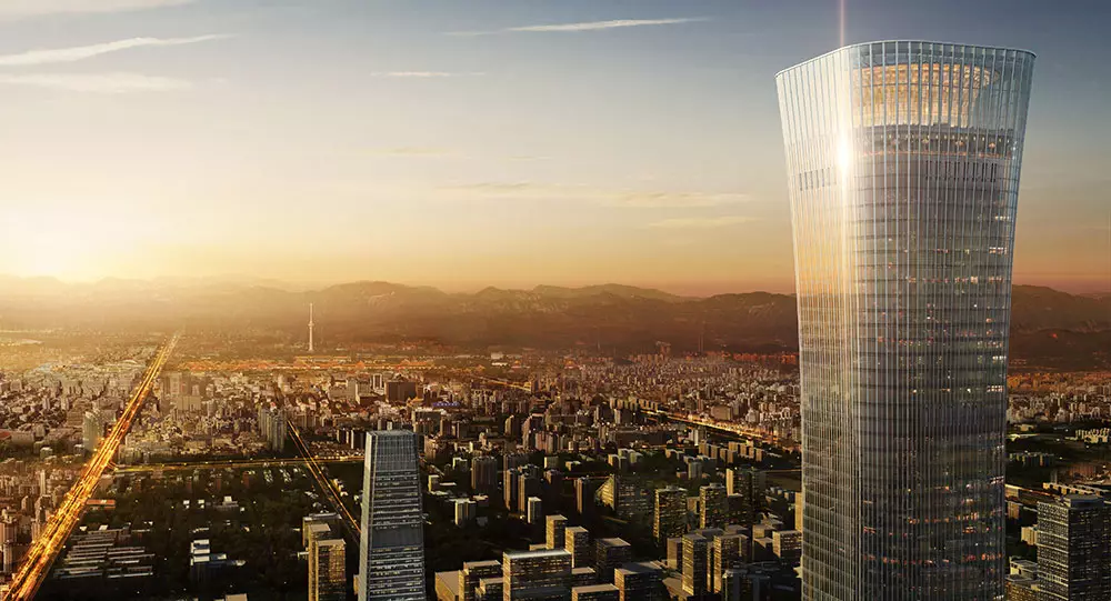Menara China Zun oleh Kohn Pedersen Fox di Beijing