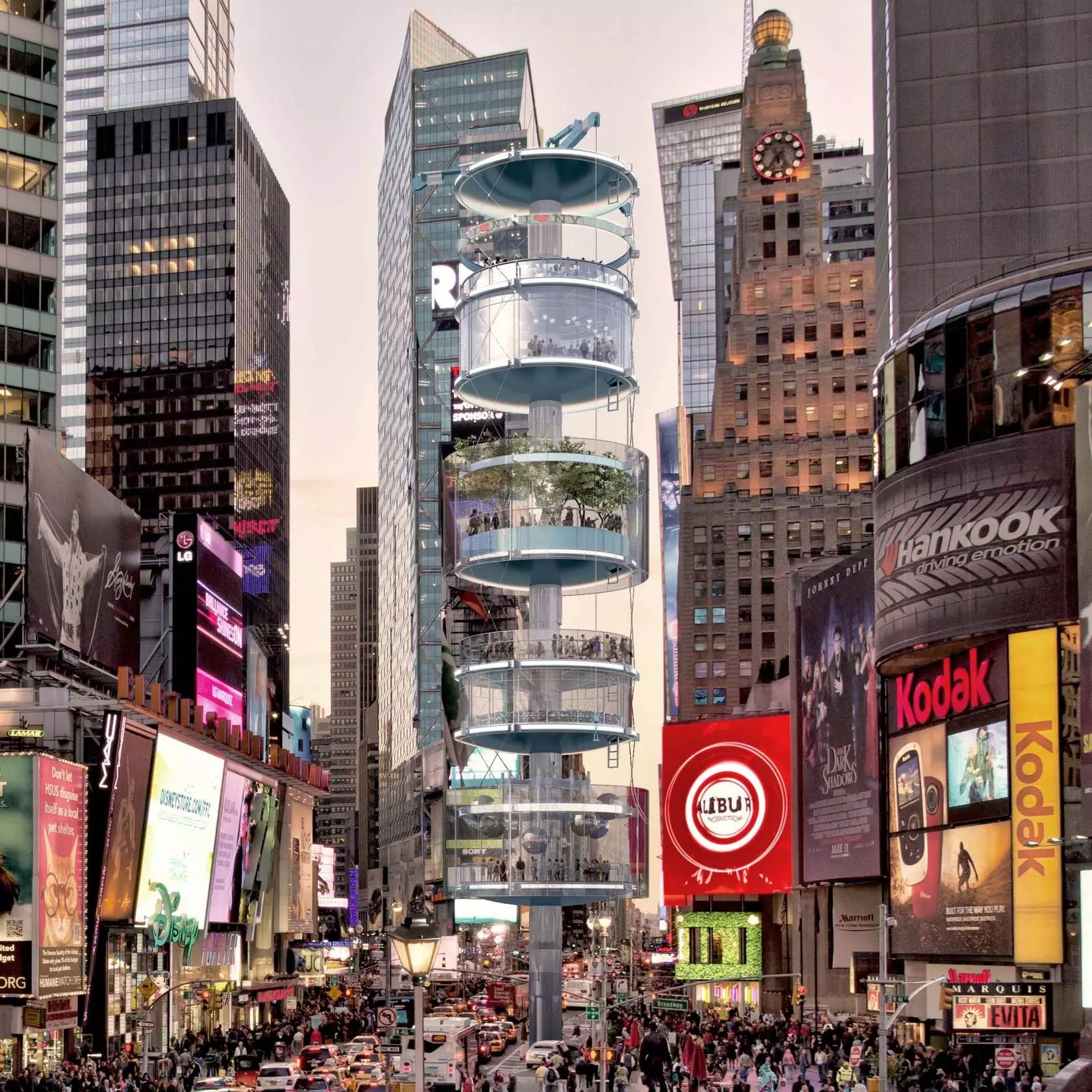 100arsitek Mengusulkan Taman Vertikal yang Terbuat dari Stacked Glass Pods untuk Times Square 24123_1