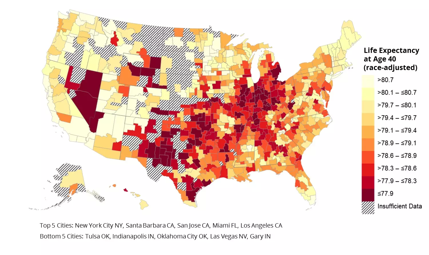 The Association Between Income and Life Expectancy in the United States, 2001-2014, JAMA, Journal of the American Medical Association, Longevity, Income, Gap between rich and poor, geografi lan umur dawa, apa new yorkers urip maneh