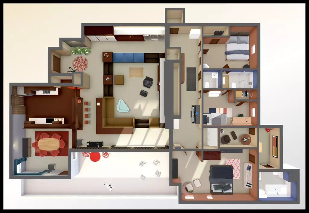 Апартамент на Дон Дрейпър-виртуална обиколка-етажен план