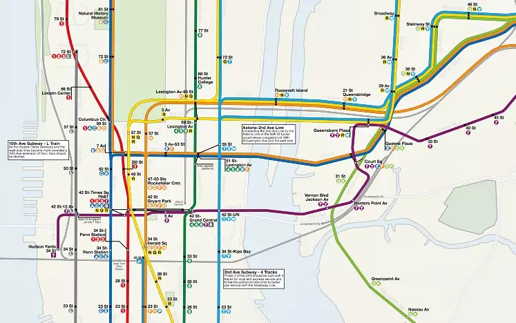 Mapa metra snov obsahuje metro na 10. avenue a CESTU na Staten Island 25047_1