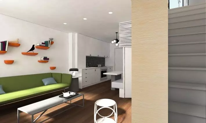 MKCA, Michael Chen Architects, appartamenti ċkejkna, djar mikro NYC, Micro Duplex