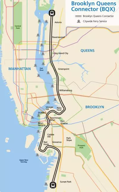Brooklyn-Queens Streetcar kat jeyografik