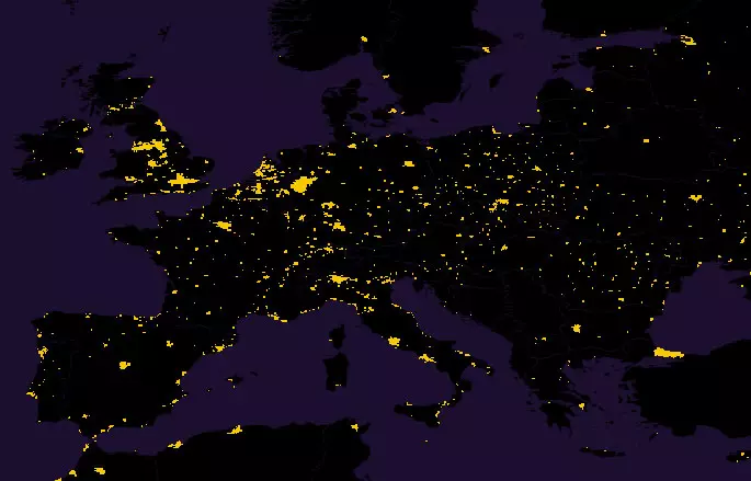 विश्वको जनसंख्याको नक्सा युरोप