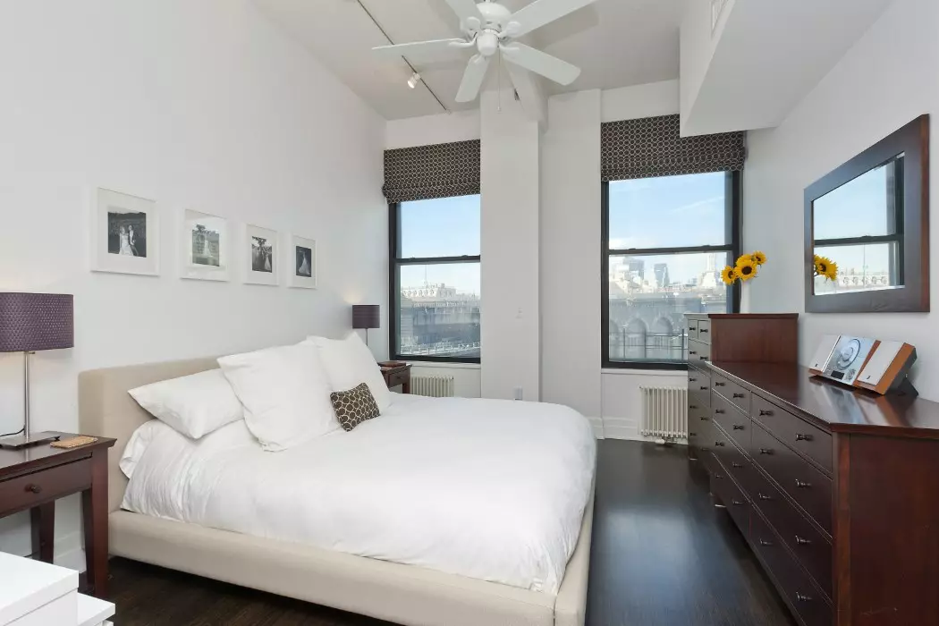 70 Washington Street, hoofdslaapkamer, dumbo, appartement, uitzicht, Brooklyn Bridge