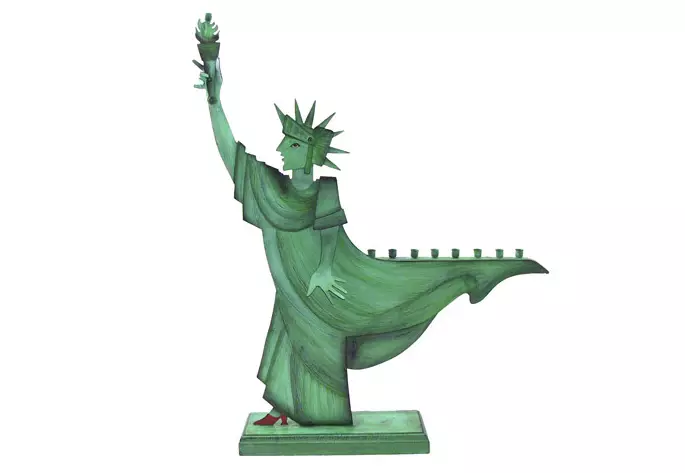 الشمعدان الحديث للهانوكا ، الشمعدان المصمم ، تصميم الشمعدان الحديث ، الشمعدان الحديث ، تمثال الحرية من قبل Acme-Animal