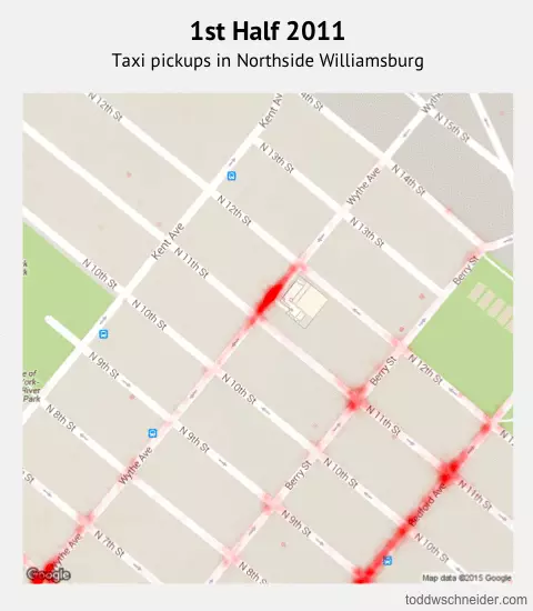Williamsburg mapa taxi, Todd W. Schneider